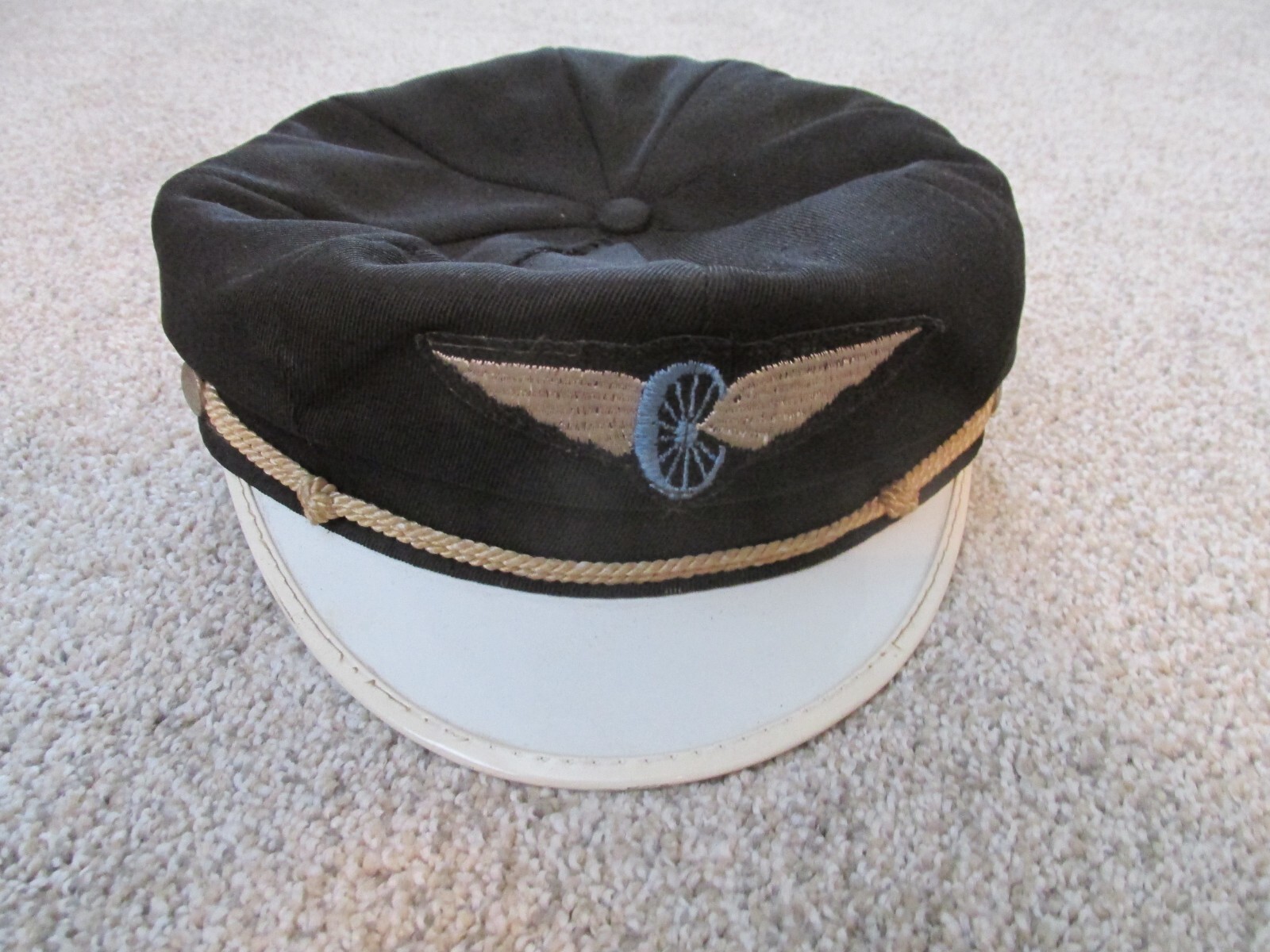 Vintage Motorcycle Winged Wheel Patch White Brim Captains Hat | eBay