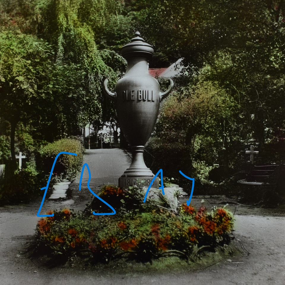 BERGEN OLE BULL GRAVE NORWAY 1907 Magic Lantern Slide ANTIQUE ...
