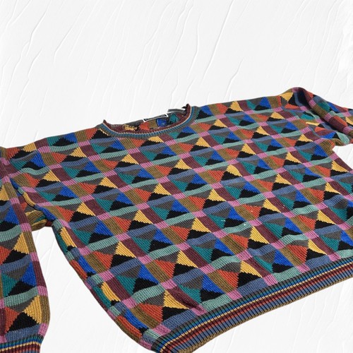 Vintage 90s Oversized Christine Foley Multi Color Patchwork Knit ...