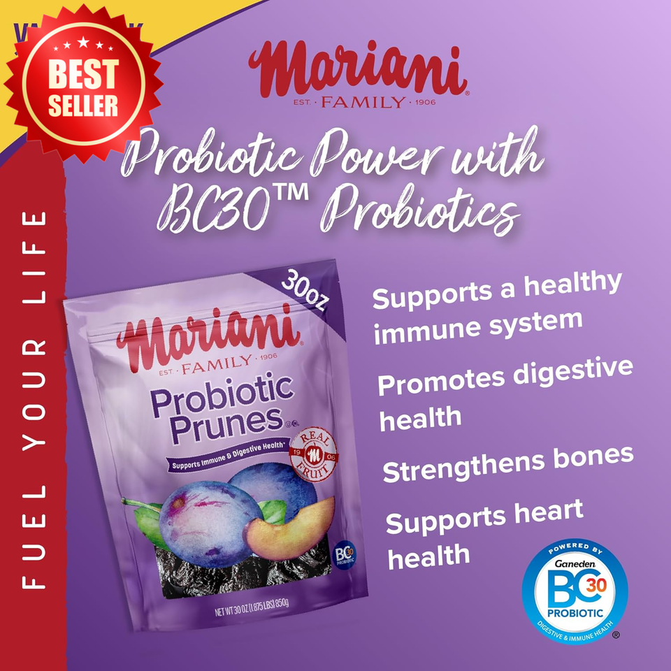 Mariani Probiotic Prunes Pitted Unsweetened No Sugar Added Dried Fruit ...