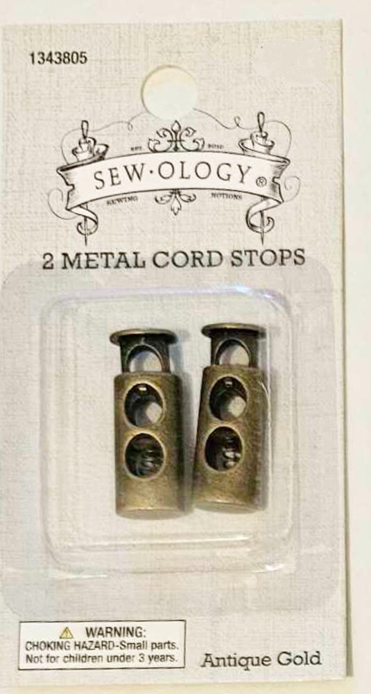 Metal Cord Stops Package of 2 Antique Brass Finish Hobby Lobby Sewing ...