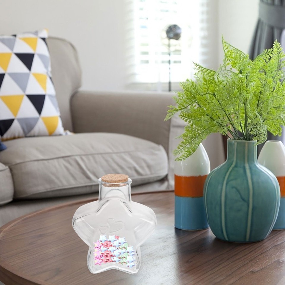 1 Set Paper Star Strips Origami Paper with Glass Jar Girls Room Decor ...