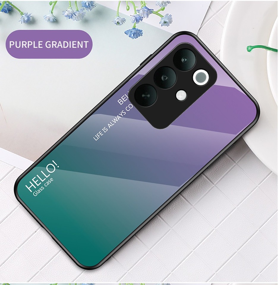 For Realme C85 Pro 4G, Luxury Gradient Back Glass Shell Soft Bumper ...