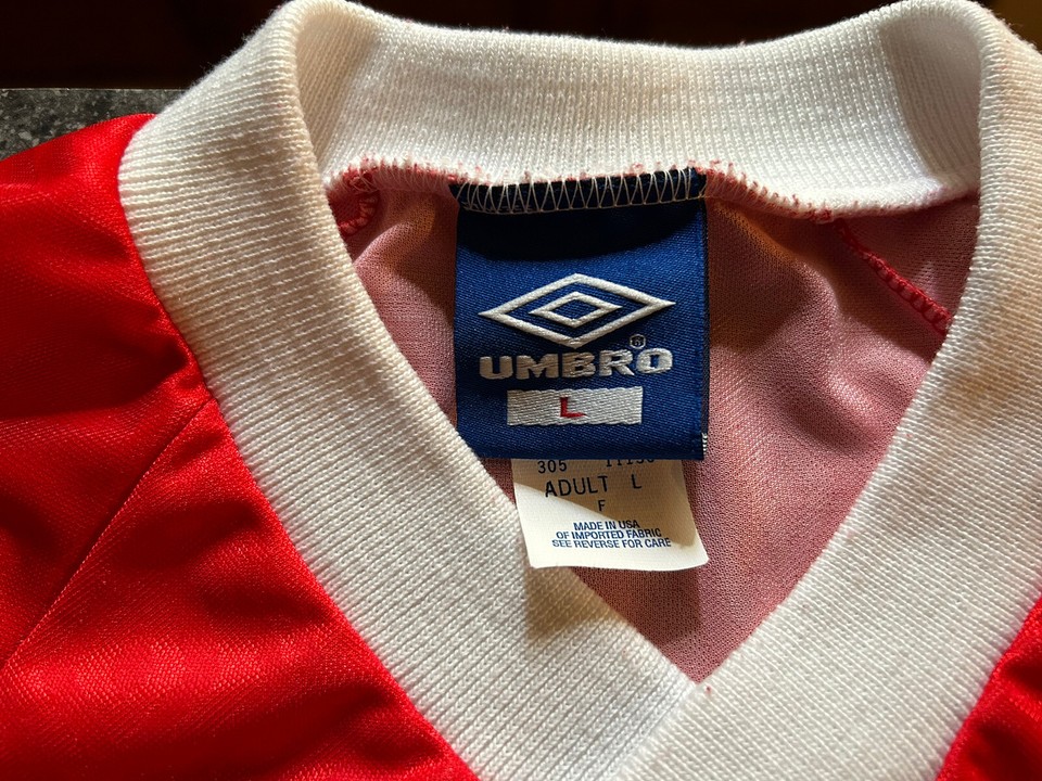 UMBRO Red & White Soccer Jersey~L~VGC! | eBay