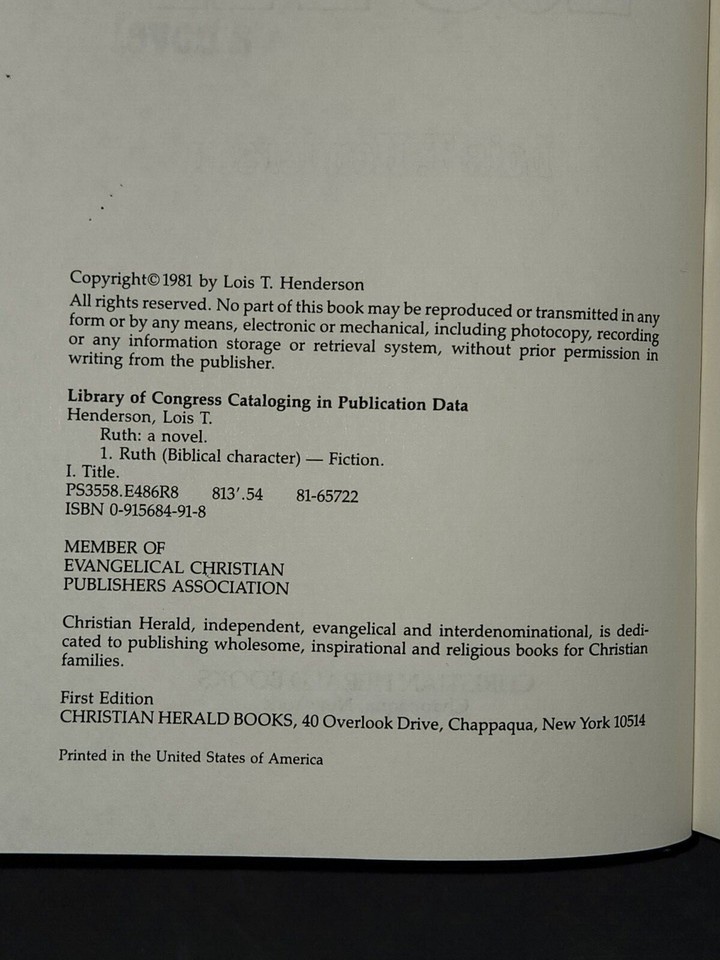 Ruth: A Novel by Lois T. Henderson. Guideposts 1st edition. 1981 ...