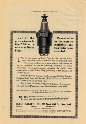 1913 Bosch Magneto Co. Ad: Spark Plugs at Stockton, Tacoma ...