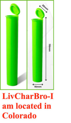 1000 Count 116 MM Green Pop Top Tubes Smell Proof Tube Pre Roll Plastic ...