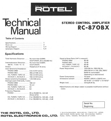 Manuale Di Servizio Per Rotel RC-870 BX | eBay