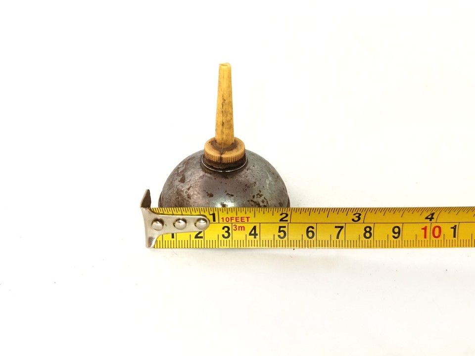 Vintage Metal Oiler Small Thumb Pump Oil Can Round with Spout Mechanic ...