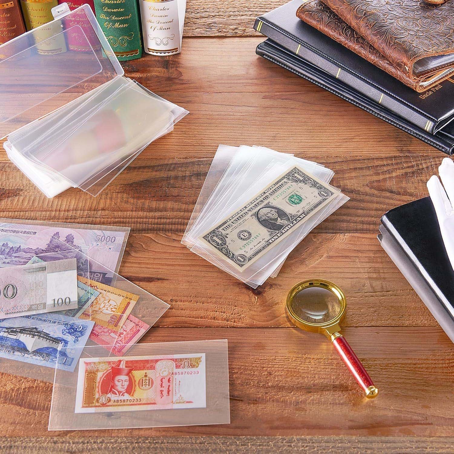 500 PCS Currency Sleeves Bill Holder Plastic Paper Money Holders for ...
