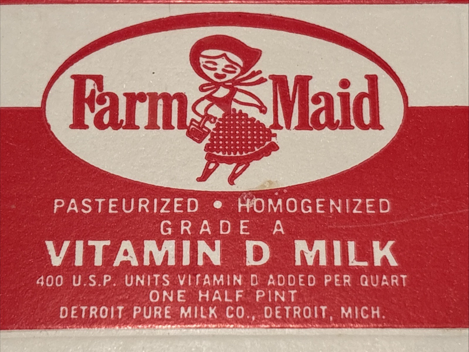 Vintage farm maid dairy Detroit Michigan half pint Milk carton | eBay