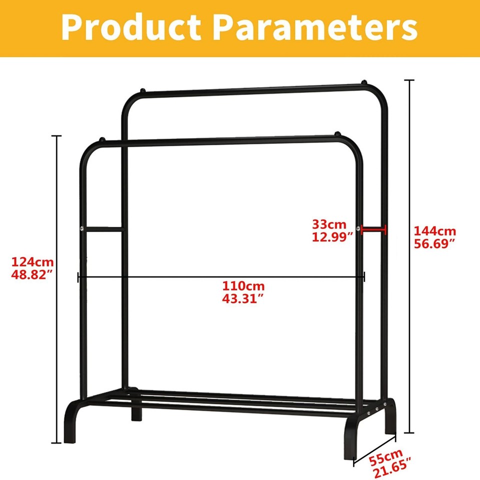 Heavy Duty Commercial Garment Rack 2 Bar Clothing Shelf Clothes Rack ...