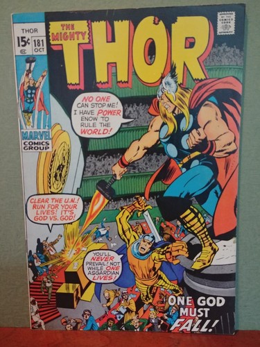 MIGHTY THOR #181 - BRONZE AGE MARVEL COMIC - NEAL ADAMS - BAGGED WITH ...