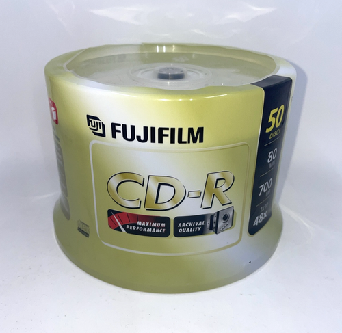 FUJIFILM CD-R 50 DISCS SPINDLE 700 MB 1X TO 48X NEW IN SEALED PACKAGE ...