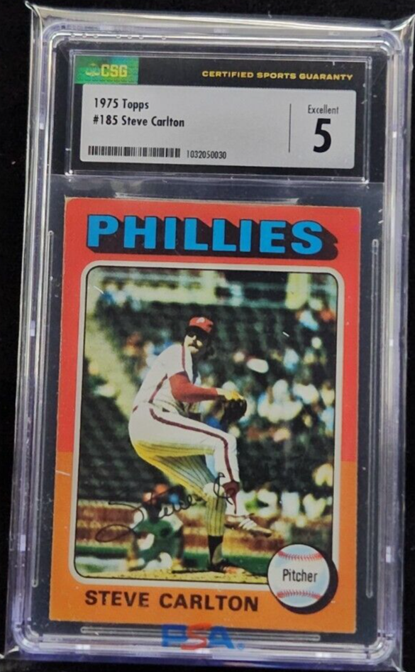 1975 Topps STEVE CARLTON card #185 Phillies CSG graded Excellent 5 | eBay