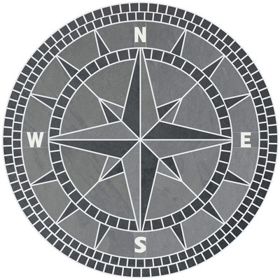 48" Handcrafted Slate Tile Classic Compass Rose Mosaic Medallion Black ...