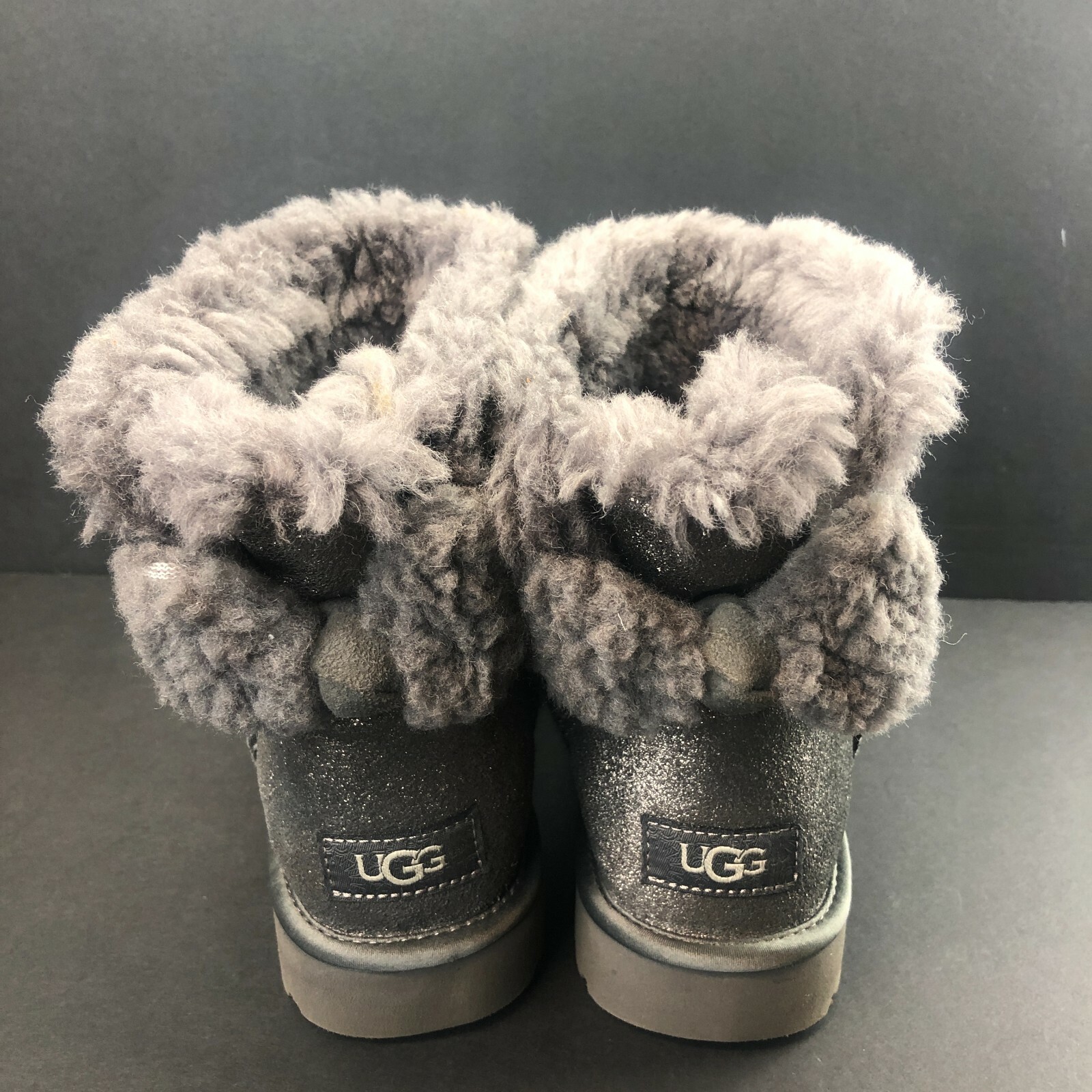 Ugg Arielle Sparkle Gun Metal Glitter Leather Pull On… - Gem