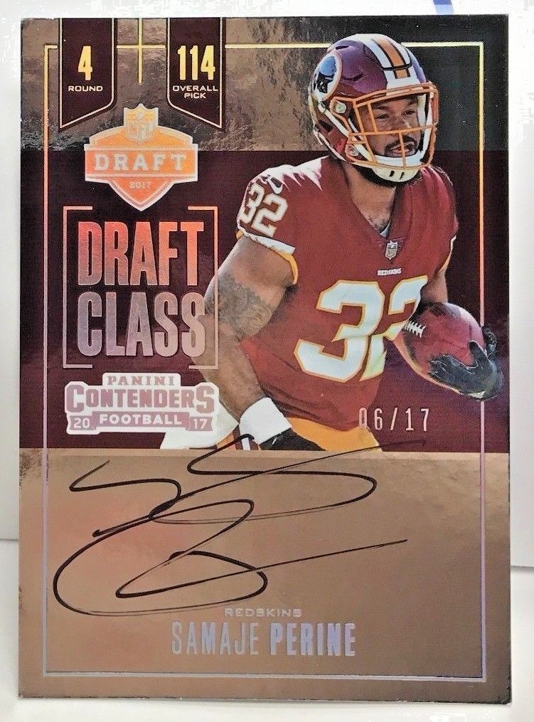 Samaje Perine 2017 Panini Contenders Draft Class RPS on-card Autograph ...