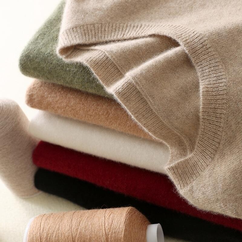 Woman Knit Sweater Slim Knitwear Round Neck Jumper Tops Faux Cashmere ...