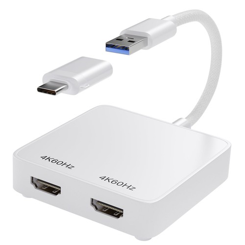 USB C to Dual HDMI Adapter 4K 60Hz - DisplayLink DL6950 Extend/Mirror ...