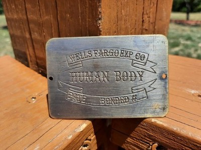 THICK BRASS HUMAN BODY CORPSE COFFIN TOE TAG WITH SPOT FOR DATE ...