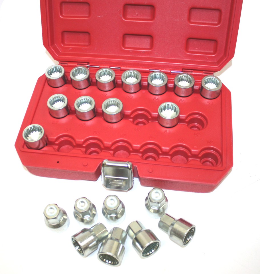 20pc Master Locking Wheel Nut Key Socket Set OEM Spline For Porsche ...
