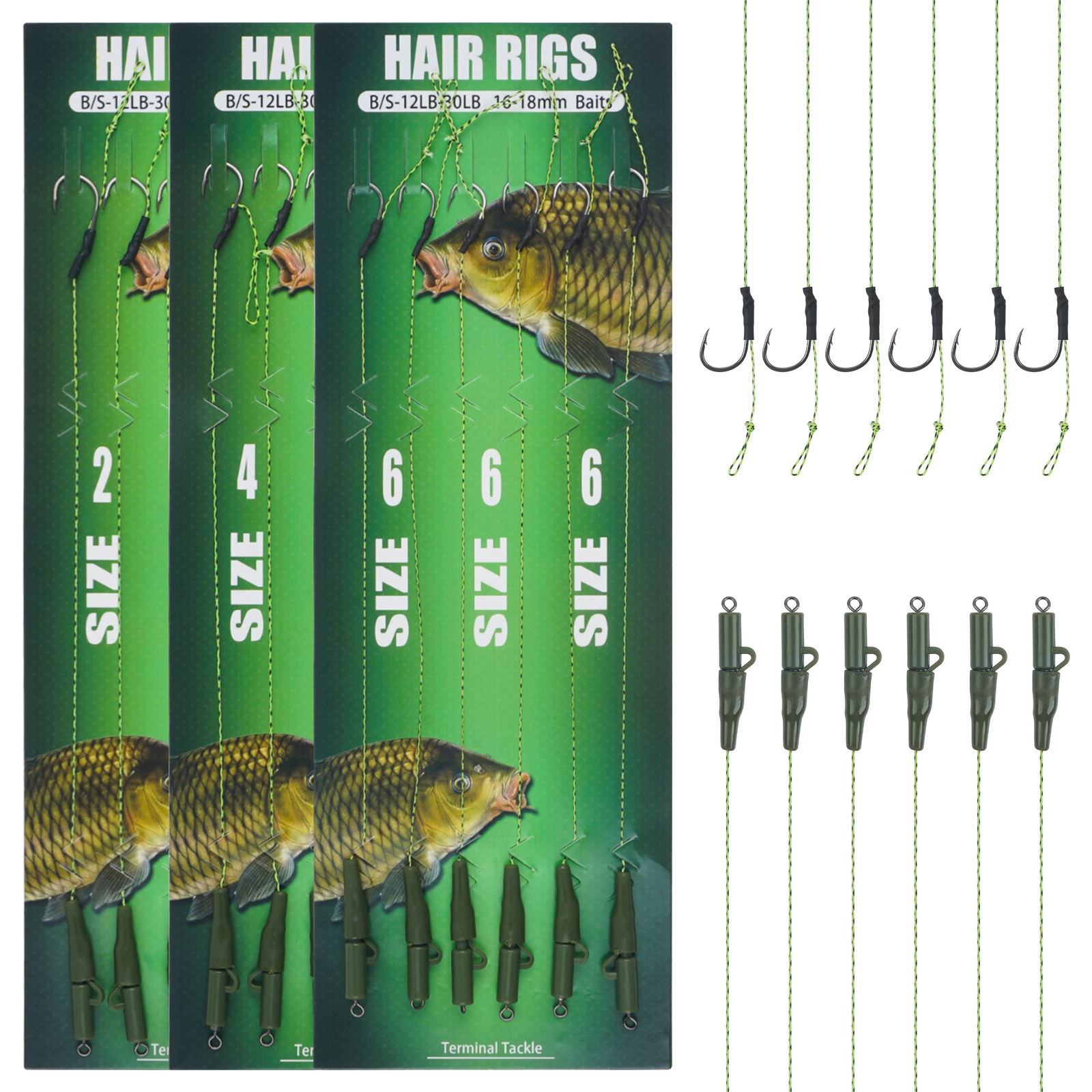 Carp Fishing Hair Rigs Braid Line Hook 2#4#6# Ready Made Lead Clip Carp ...