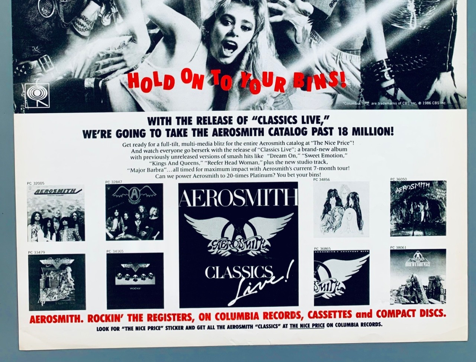 AEROSMITH 1986 original POSTER ADVERT CLASSICS LIVE | eBay UK