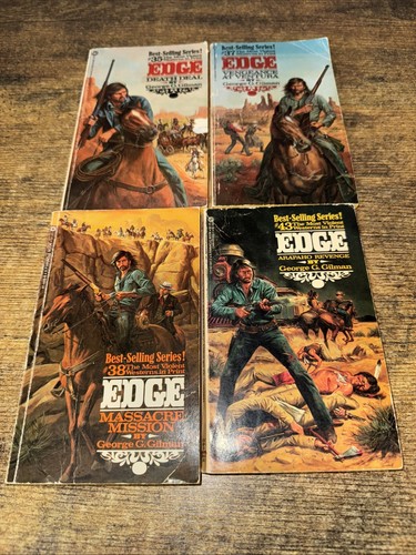 George G. Gilman lot of 4 paperback books from Edge Series #35, #37 ...