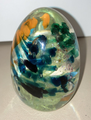 Studio Art Glass Egg Paperweight Swirled Signed R (Robin) Provart Kelly ...
