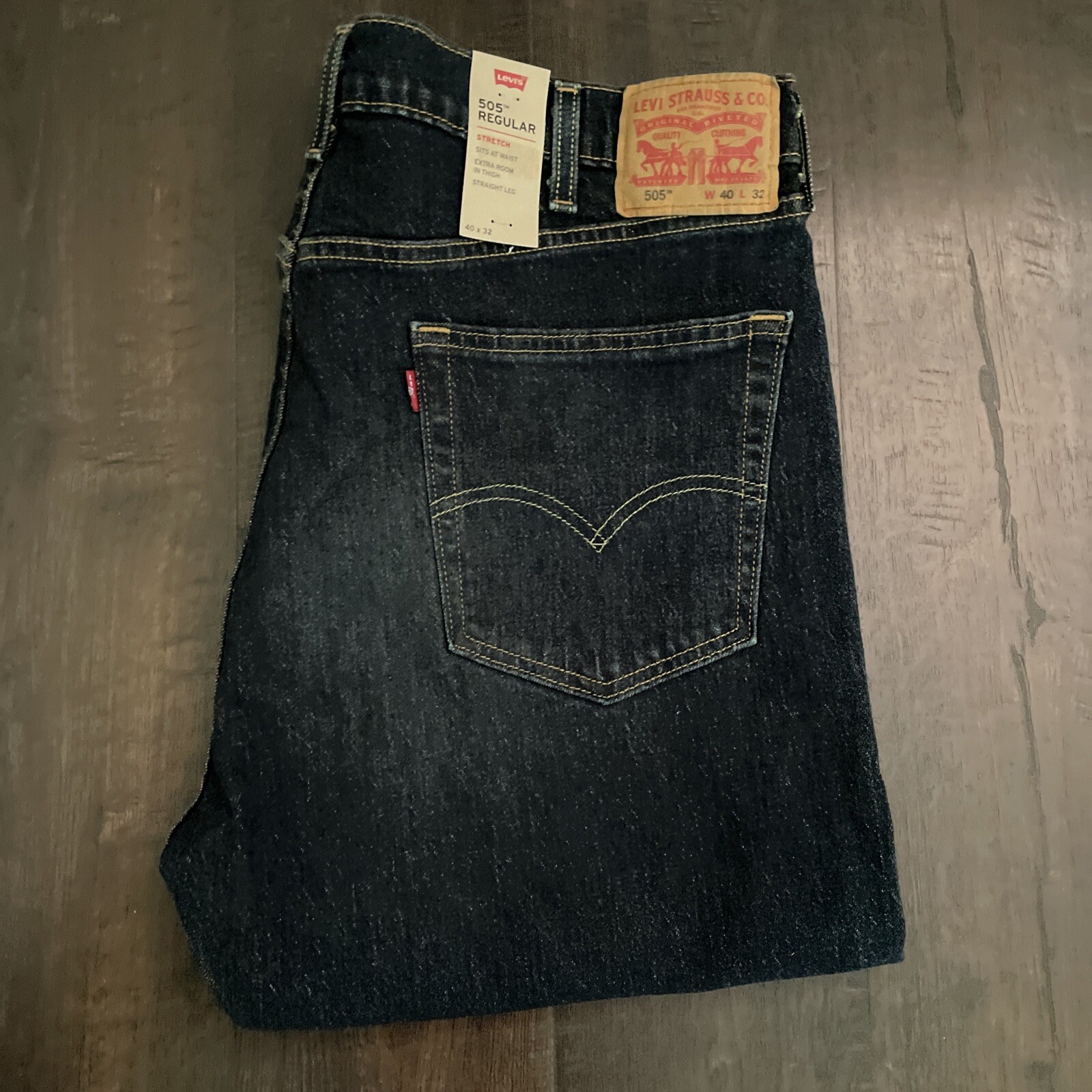 NEW Men's Levis 505 Regular Jeans Dark Wash big&tall (005051989) 40X32 ...