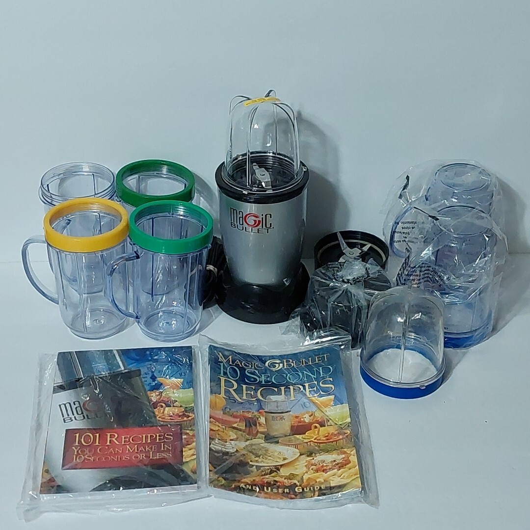 Magic Bullet Blender MB1001 Silver With Accessories Pitcher Lot of 17 ...