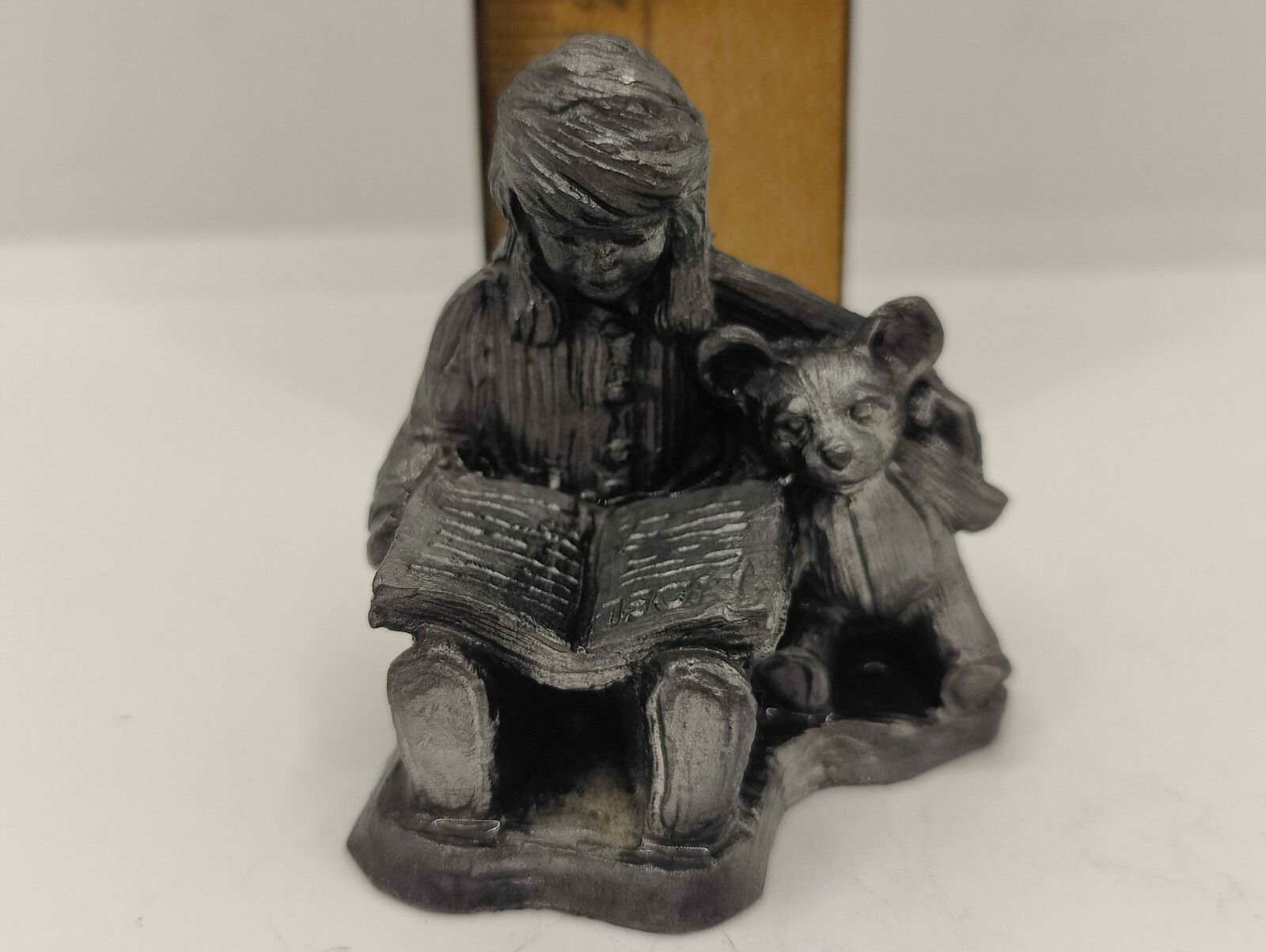 Vintage M. A. Michael Ricker By RB Pewter Figurine GIRL READING BOOK ...