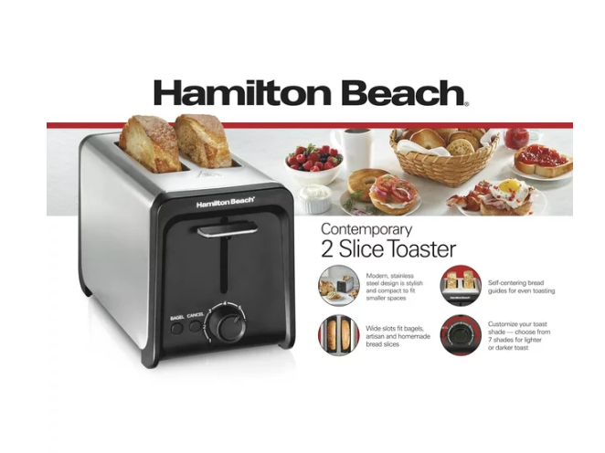 Hamilton Beach 2 Slice Toaster with Wide Slots, Bagel Function, Toast ...