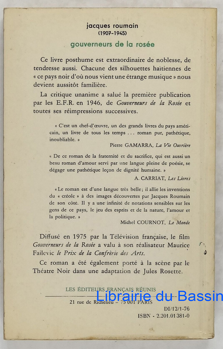 Gouverneurs de la Rosée Jacques Roumain 1976 | eBay