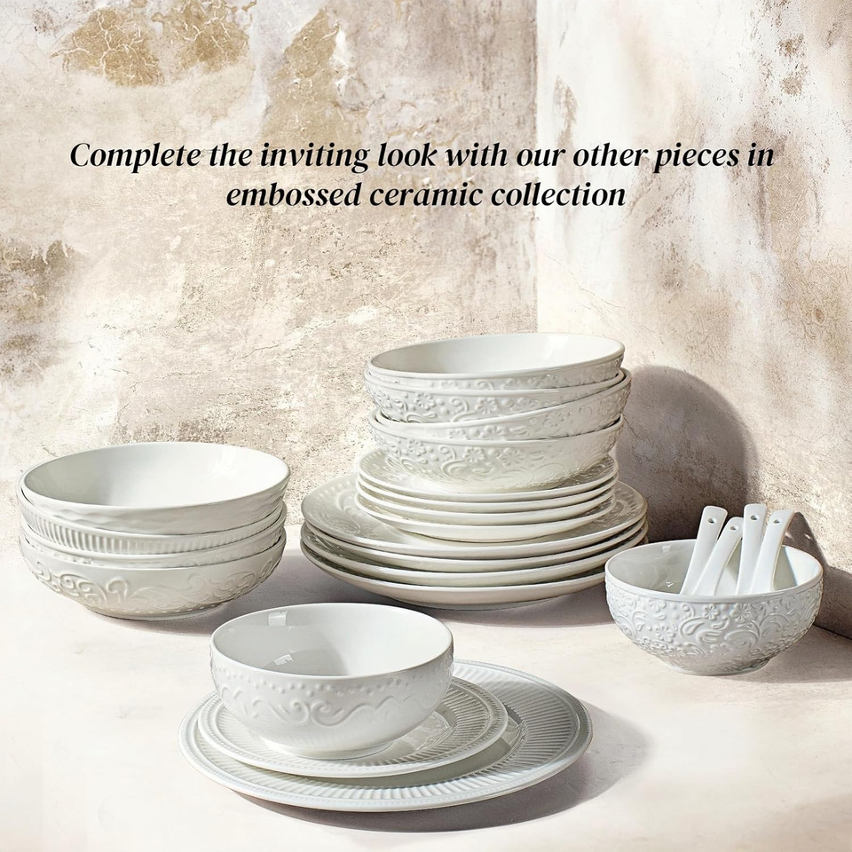 Artena Pasta Bowls 32oz, Ceramic Large Salad Bowls 8 inch, White ...