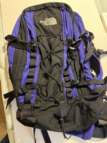 The North Face Backpack Blue Black Hiking Backpacking Travel Large Hip ...
