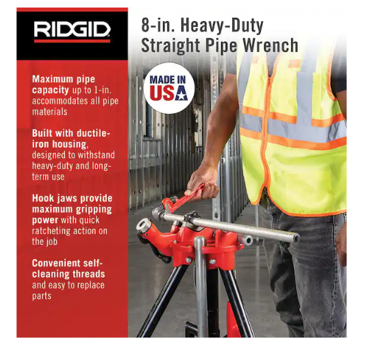 RIDGID 24 Aluminum Straight Pipe Wrench, Heavy-Duty Plumbing Tool with ...
