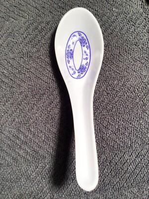 Vintage 12 Piece Chinese Asian Melanie Soup Spoon with Blue White ...