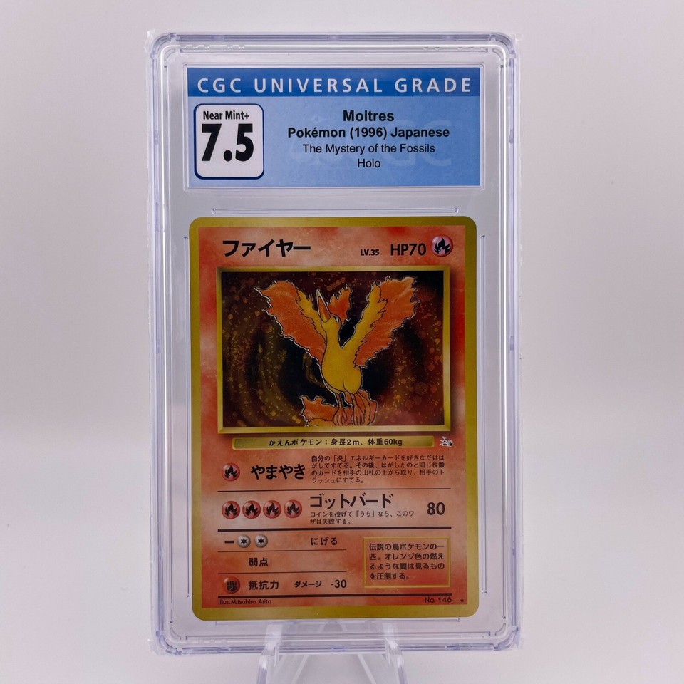 1996 Pokemon Moltres Japanese fossil Holo Graded CGC 8.5 NM/Mint+ | eBay