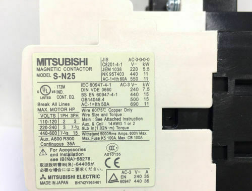 Mitsubishi S-N25 AC380V Ac contactor New #YY0 | eBay
