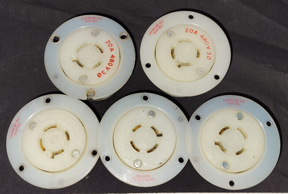 Nema L16-20R, 20Amp, 480V 3-Phase, 3P, 4W, Flanged Outlet Locking ...