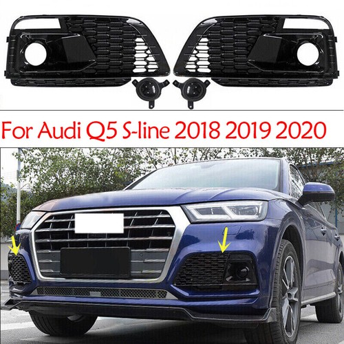 Front Fog Light Grille Cover W/Acc For Audi Q5 S-line 2018-2020 Glossy ...