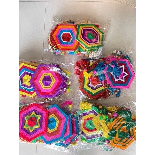 Yarn Mobile Wall Hanging Decorate Art Handcraft Multicolor Waving 5 pcs ...