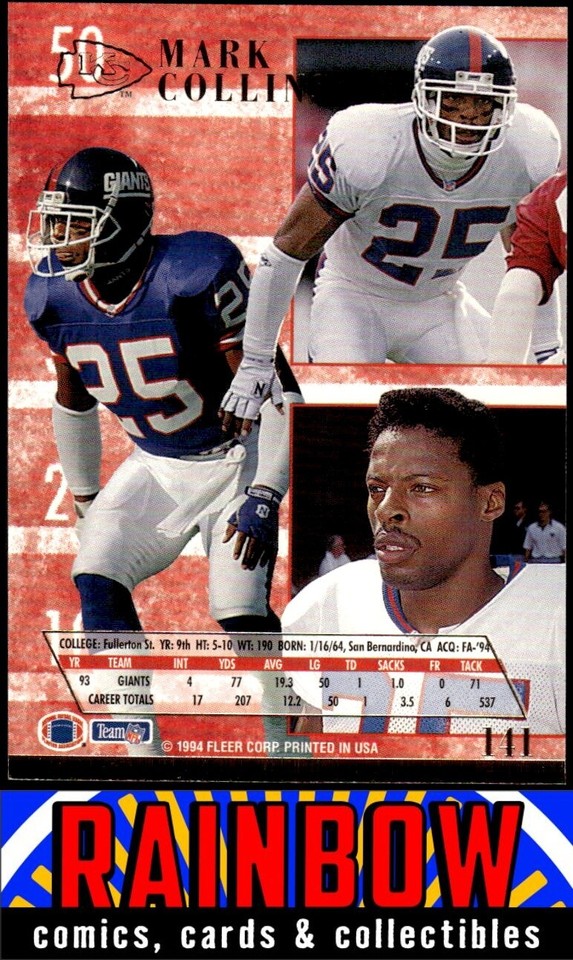 1994 Ultra #141 Mark Collins Kansas City Chiefs | eBay