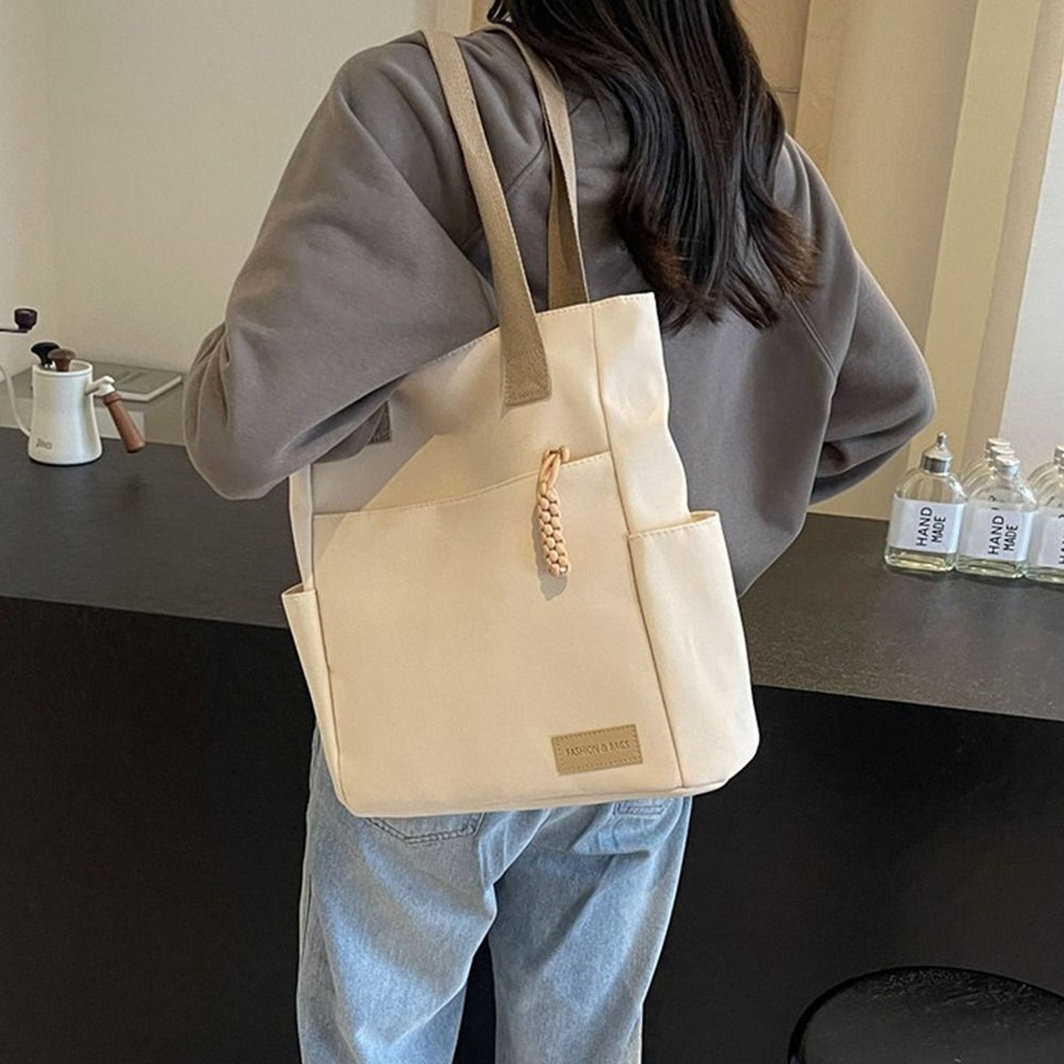 Waterproof Lightweight Canvas Bag Solid Color Tote Bags | eBay