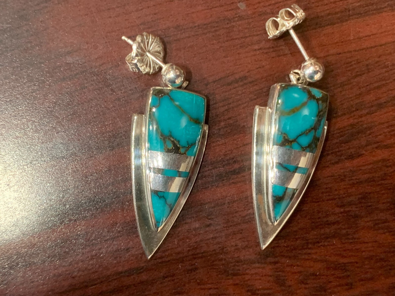 Vtg. Navajo Mike Begay Sterling Silver Turquoise Pend… - Gem