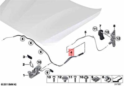 Genuine BMW Hybrid M2 M3 M4 Bowden Cable Engine Complete Lid Rear ...