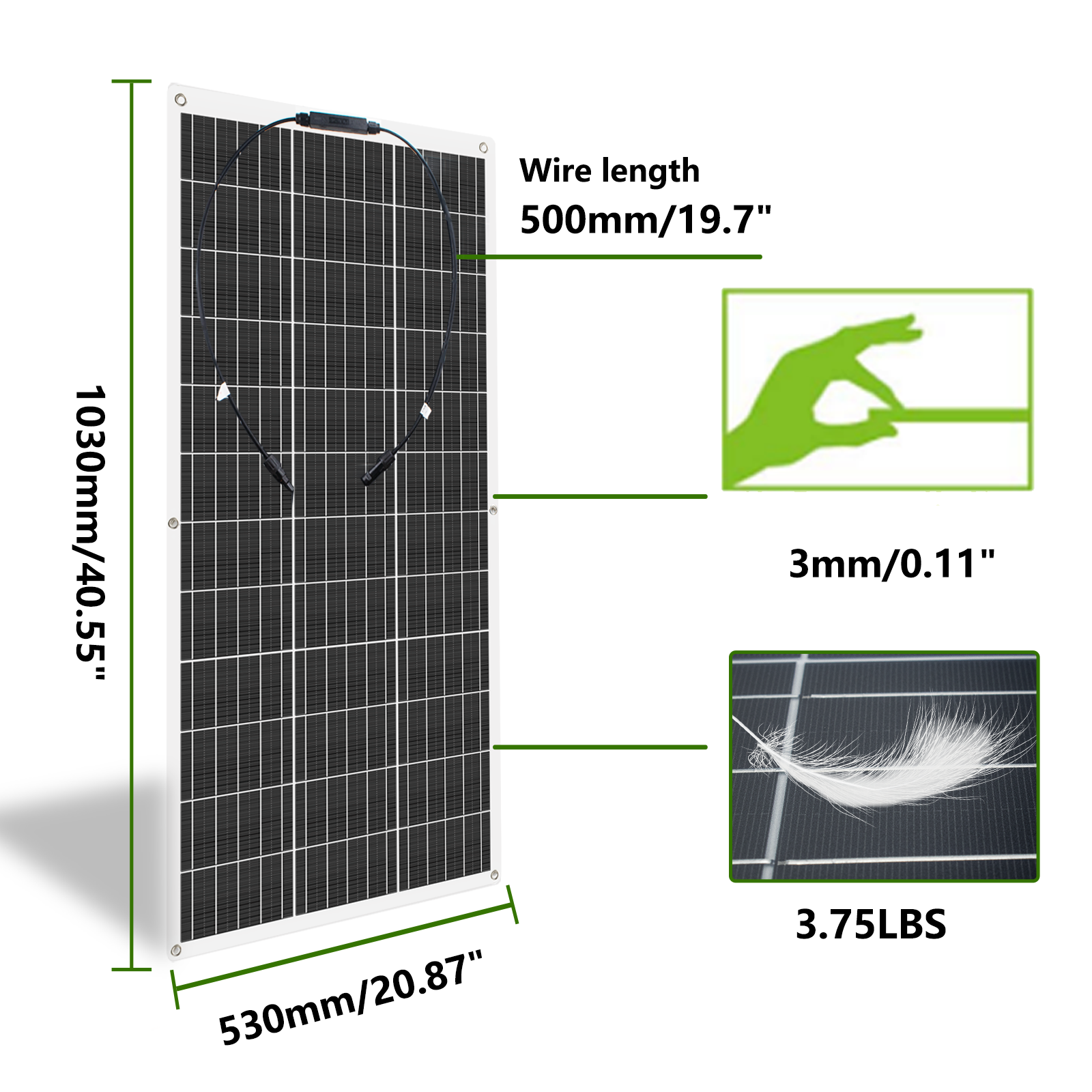300W Flexible Solar Panel Mono 12V Caravan Boat Camping Portable Power ...
