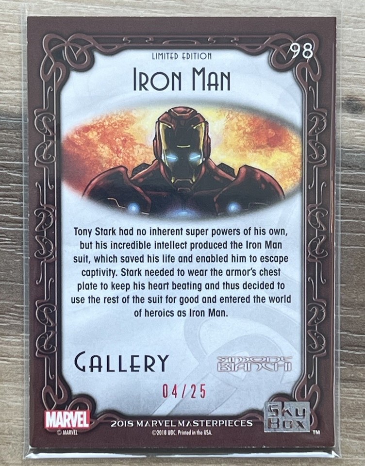 2018 Marvel Masterpieces Upper Deck Skybox Gallery Red Foil /25 Iron ...